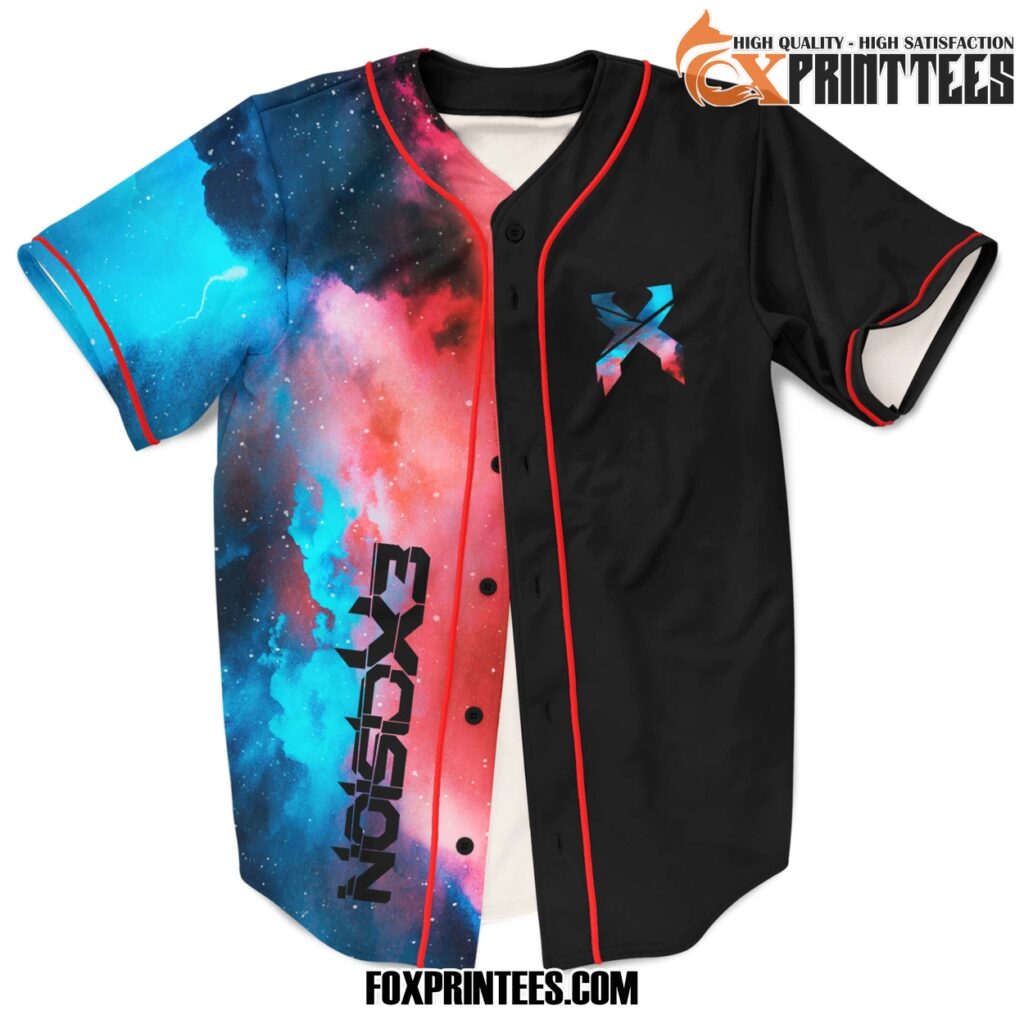 Excision Blue And Red Galaxy Baseball Jersey, Rave Jersey For EDM ...
