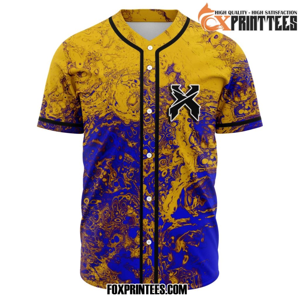 Excision Baseball Jersey With Yellow Oil Slick Pattern, EDM Festival ...