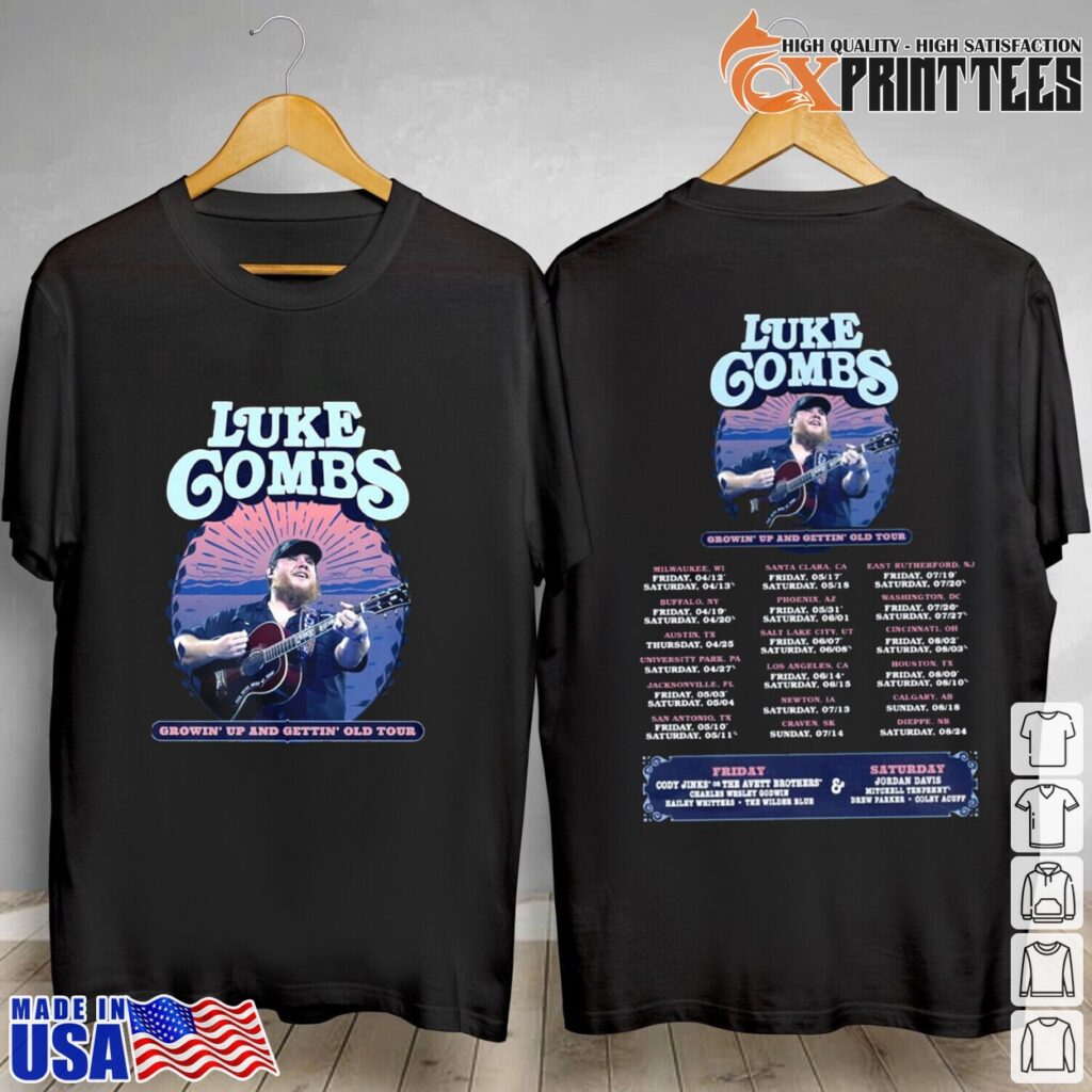 Luke Combs 2024 Tour Dates Shirt, Growing Up And Gettin Old Country ...