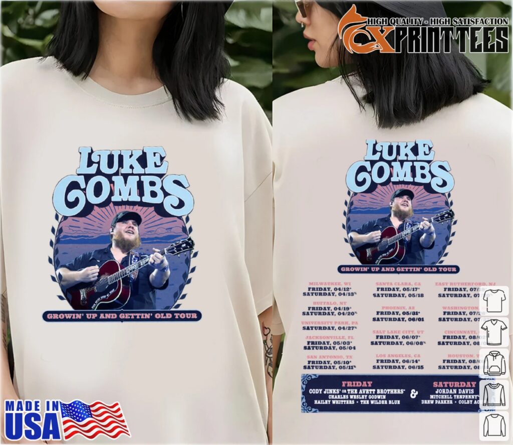 Growing Up and Getting Old Luke Combs Tour Shirts, 2024 Country Music ...