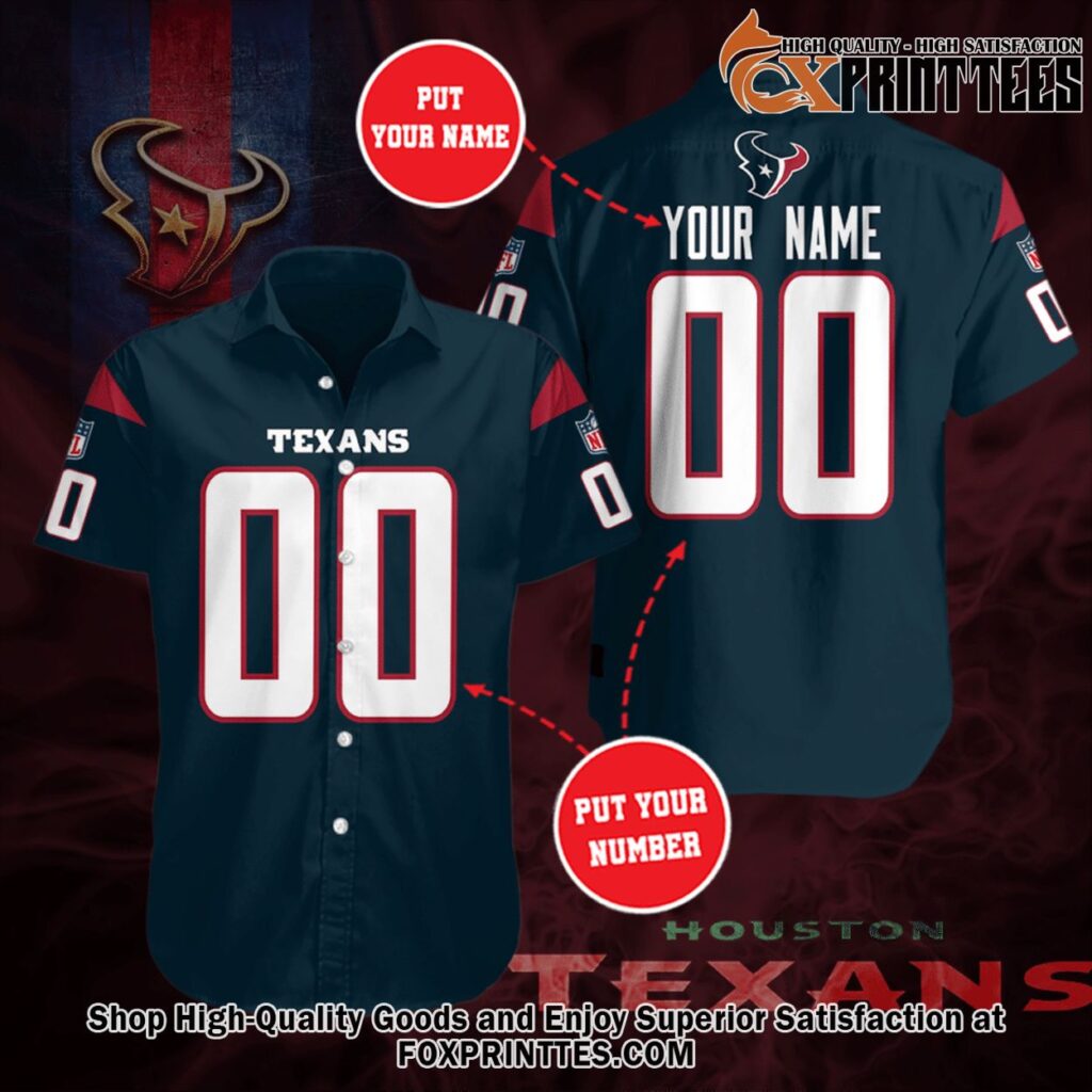 Personalized Name And Number Houston Texans Team Logo Hawaiian Shirt ...