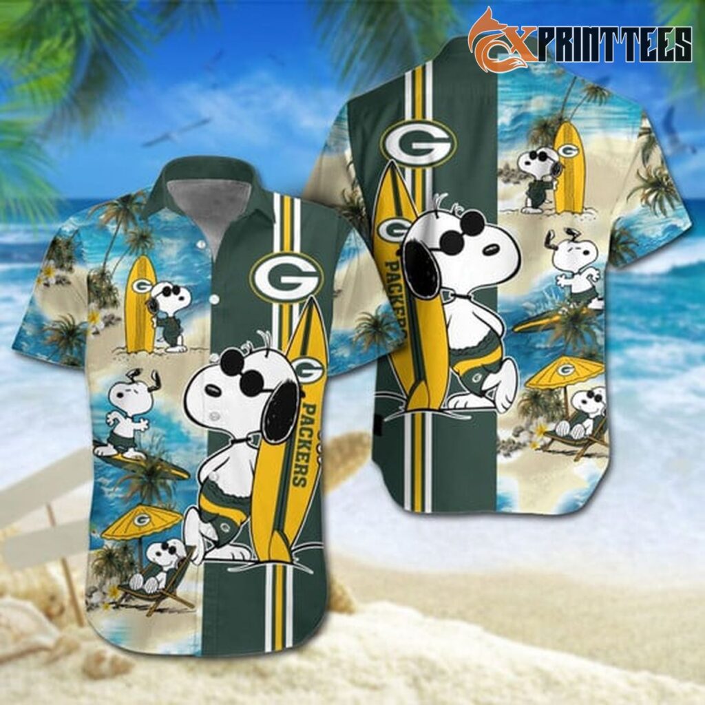 Funny Snoopy Green Bay Packers Tropical Beach Hawaiian Shirt, Gifts For ...