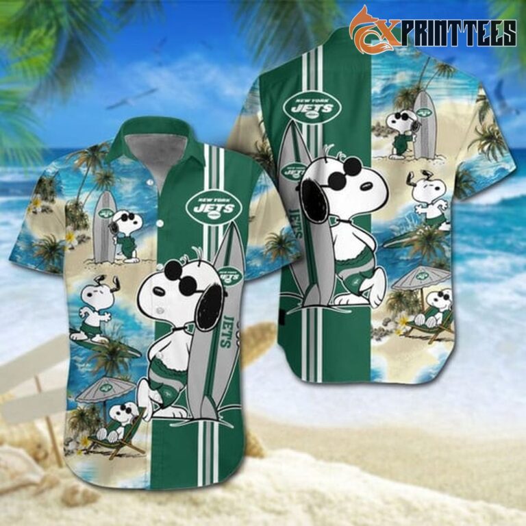 New York Jets Logos Custom Summer Retro Beach Hawaii Shirt, Cool Gifts ...