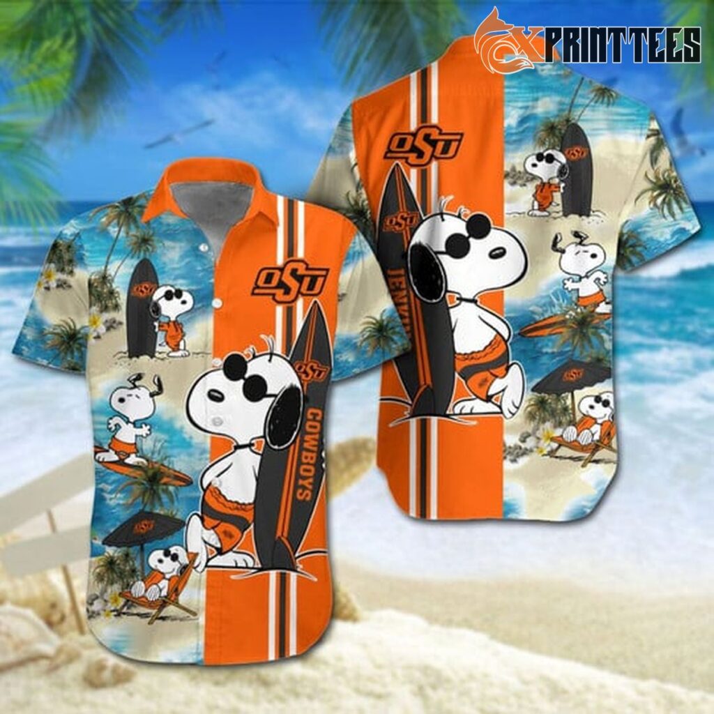 Oklahoma State Cowboys Funny Snoopy Beach Hawaiian Shirt | Fox Print Tees