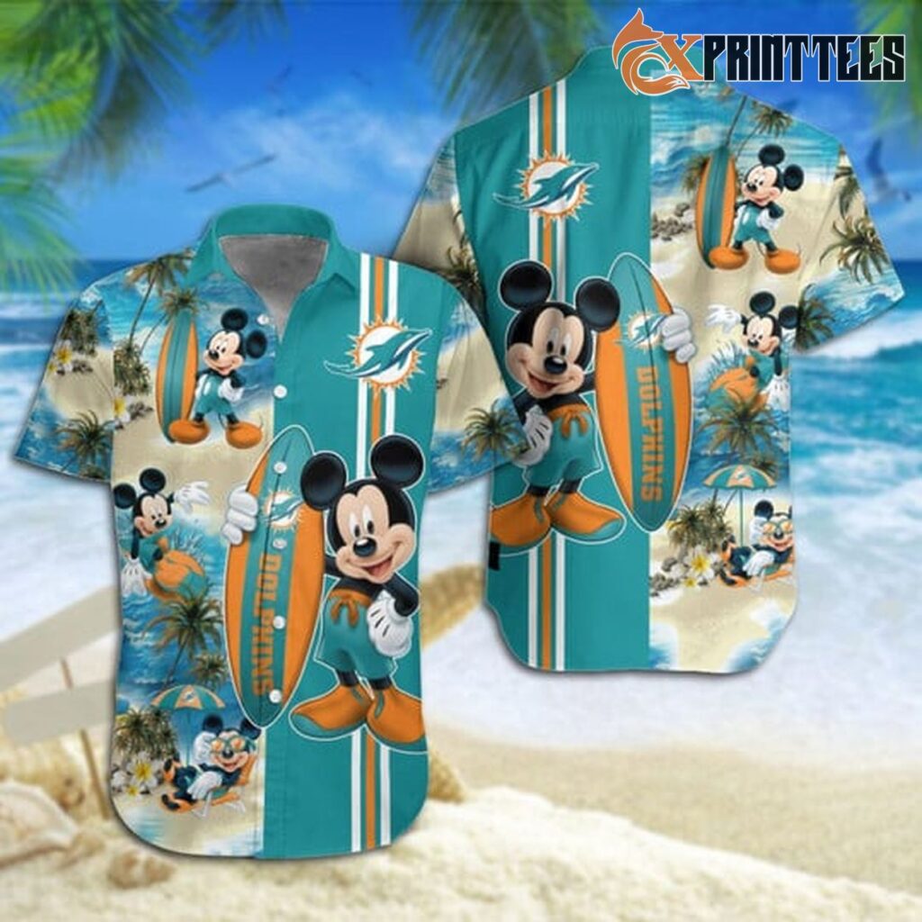 Beach Mickey Mouse Miami Dolphins Hawaii Shirt, Summer Gifts Idea For ...