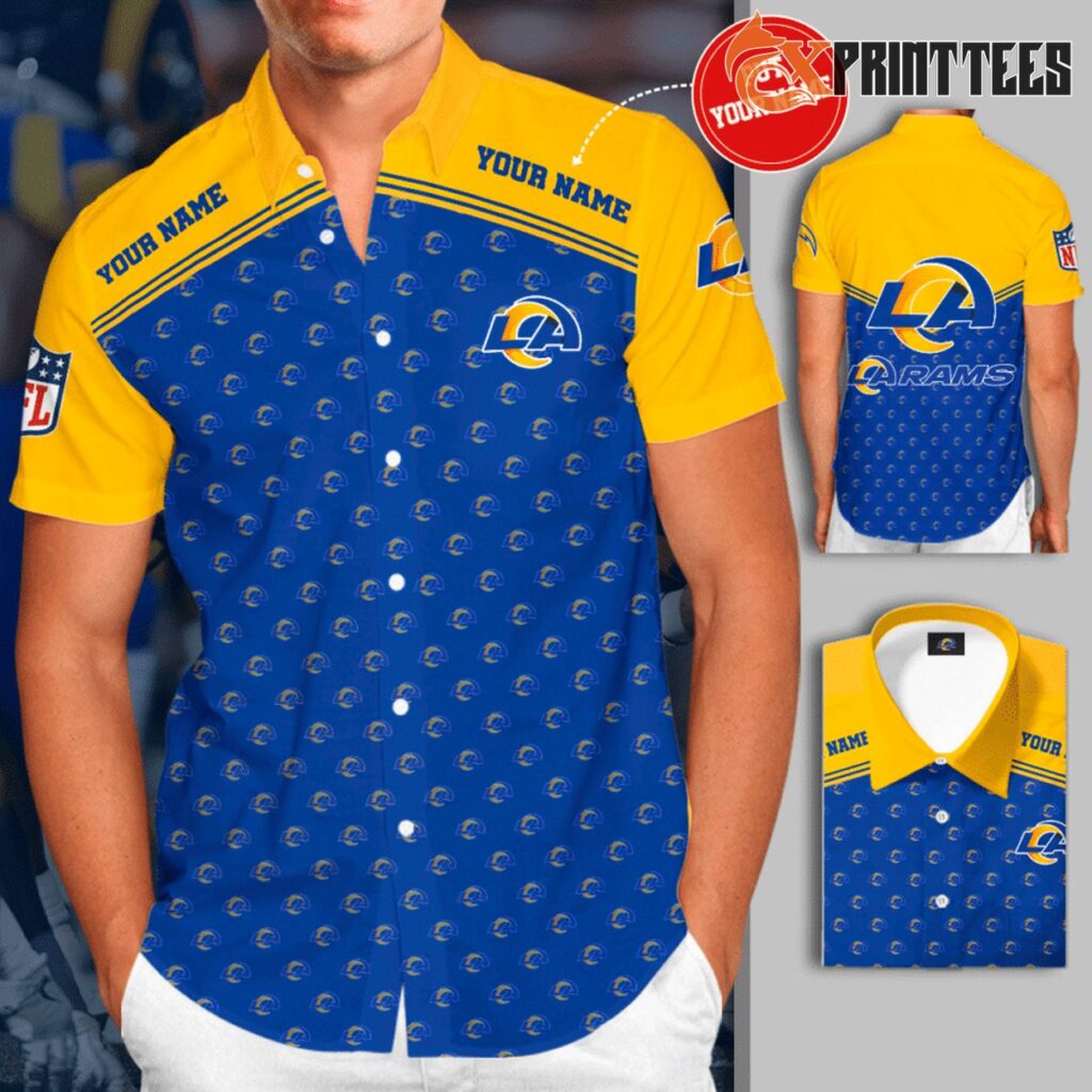 Team LA Rams Custom Summer Blue Hawaiian Shirt, Gifts For Football Fans ...
