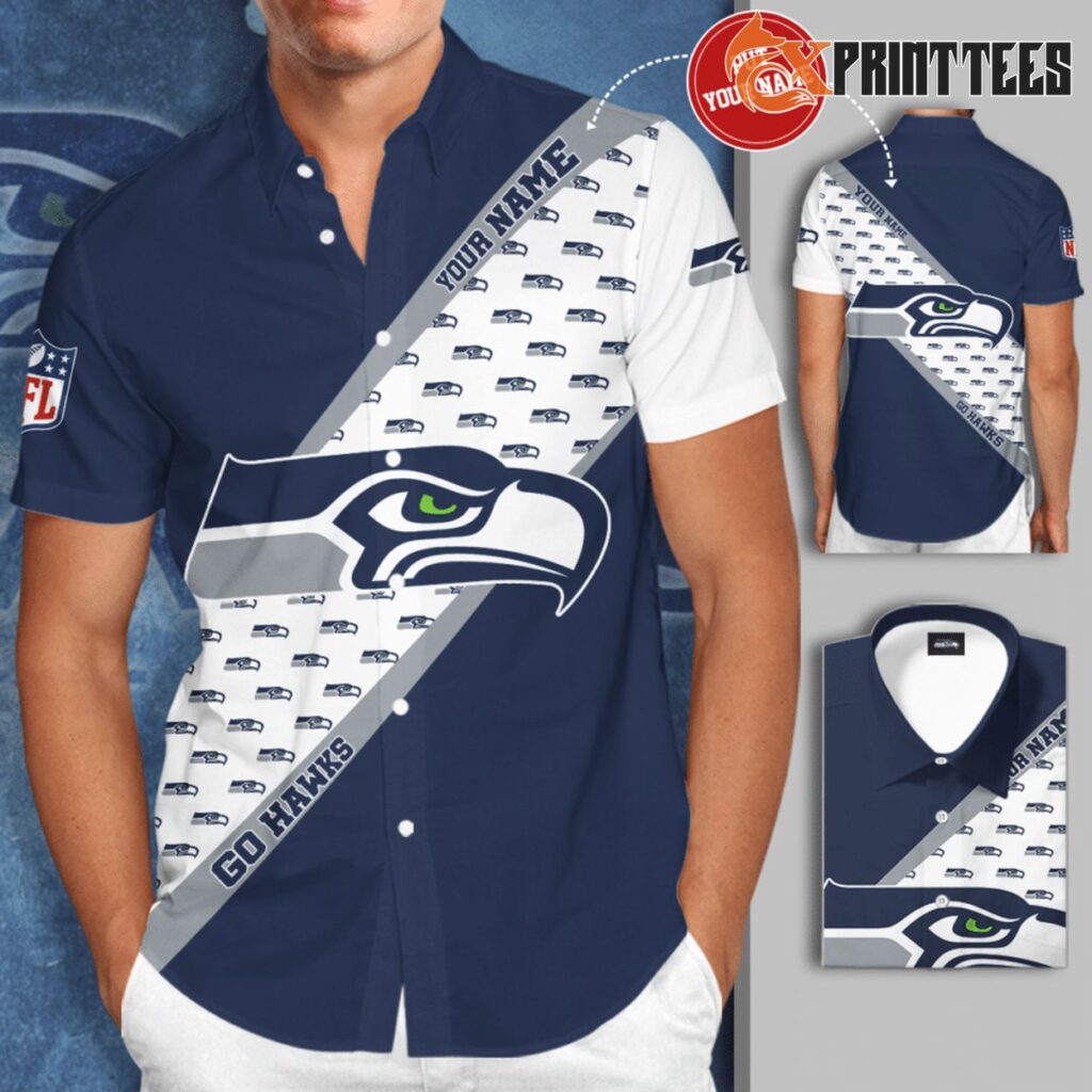 Seattle Seahwaks Logo Aloha Flora Hawaiian Shirt, Best Gift For ...