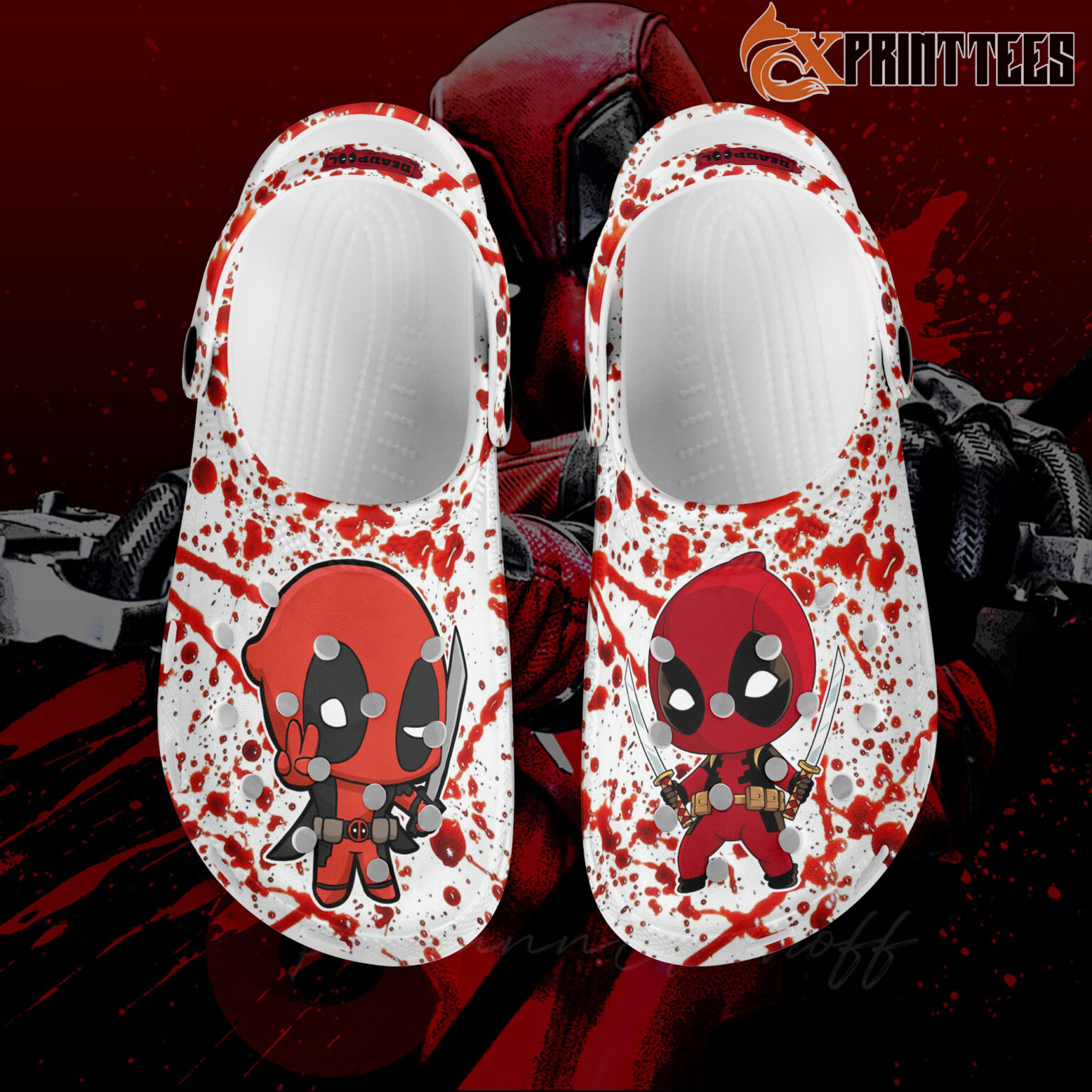 Deadpool Movie Chibi Funny Crocs, Best Gifts For Fans | Fox Print Tees