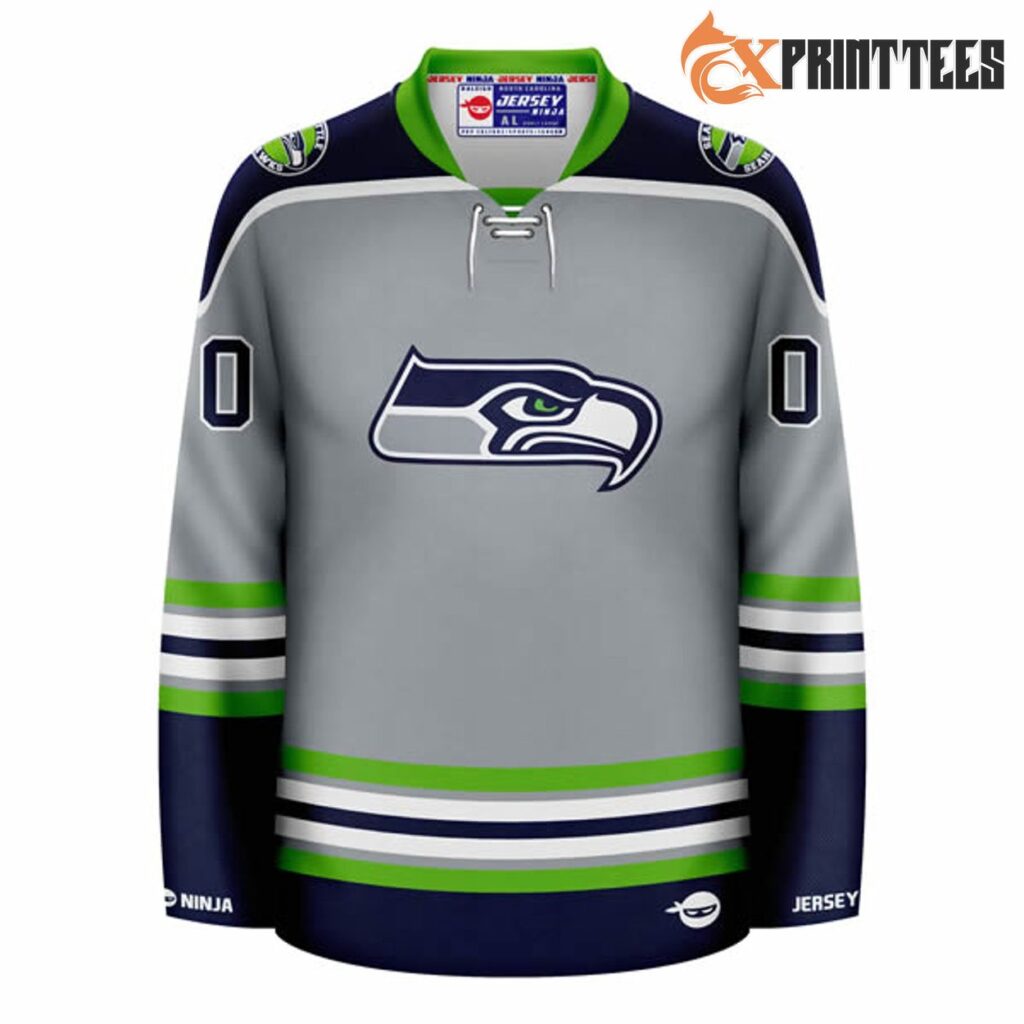 Seattle Seahawks NFL Team Personalize Grey Jersey, Ice Hockey Coach ...
