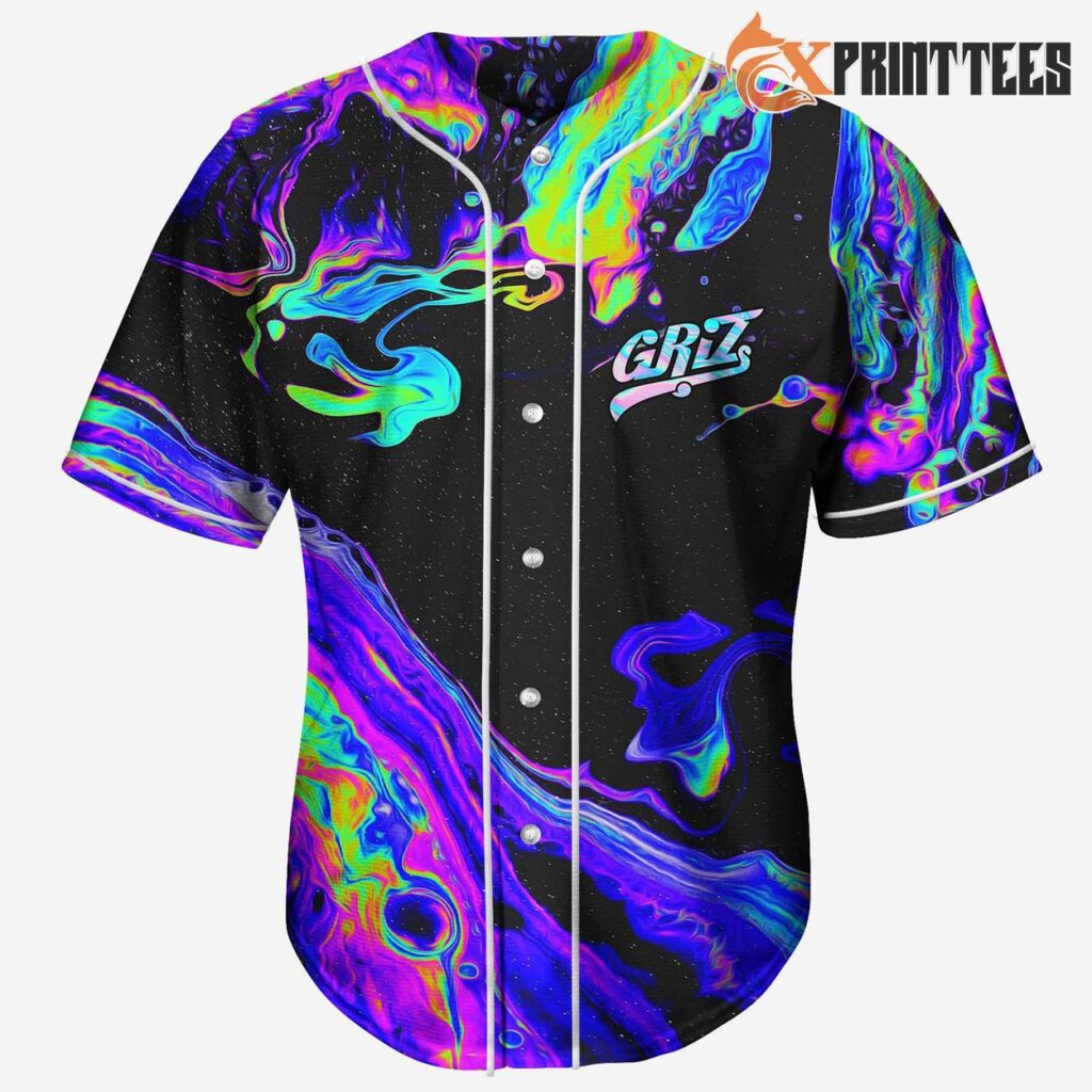 Griz Logo Oil Slick Acid Trippin Baseball Jersey For EDM Festivals ...