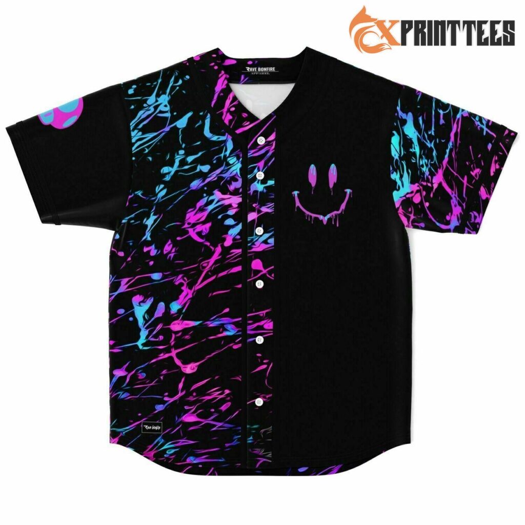 Black Baseball Jersey Customized Neon Splash Color , Cool Outfit For ...