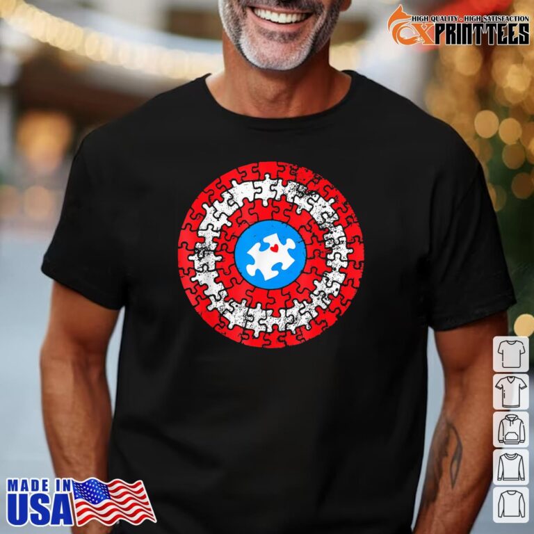 Captain Autism Awareness Month Autism Mom Dad T-Shirt | Fox Print Tees