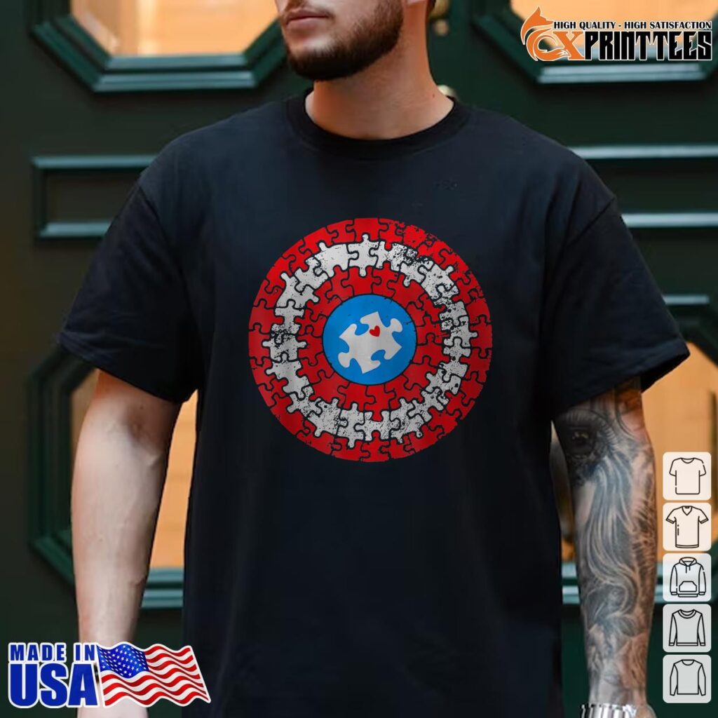 Captain Autism Awareness Month Autism Mom Dad T-Shirt | Fox Print Tees