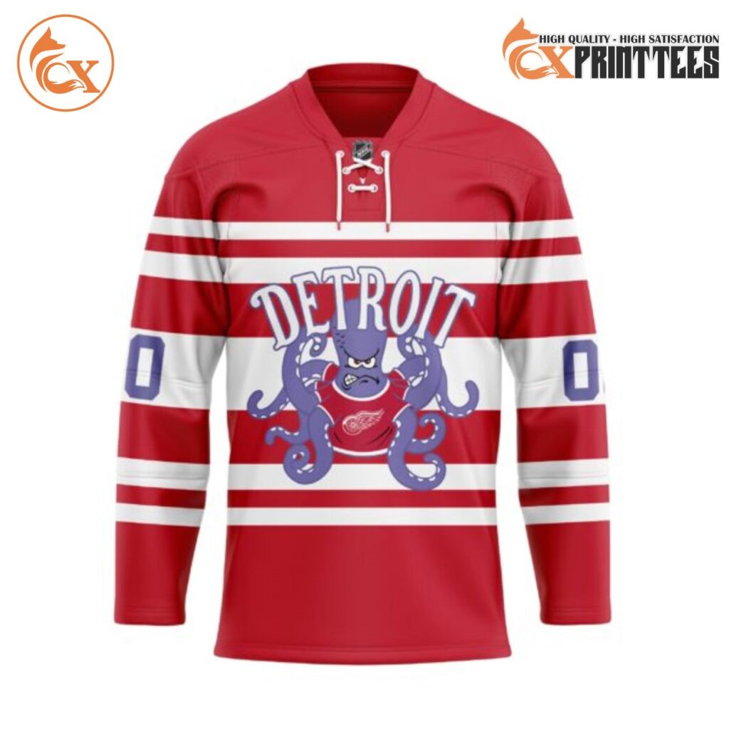 Exclusivity Octopus Mascot Detroit Red Wings Hockey Jersey