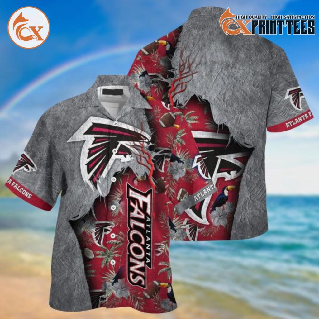 Atlanta Falcons Logos Custom Gray Red Hawaii Shirt, Best Gift Ideas For ...