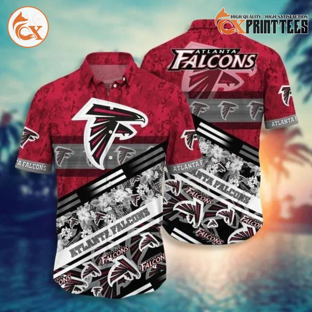 Atlanta Falcons Symbol Custom Gray Red Hawaiii Shirt, Cool Gifts For ...