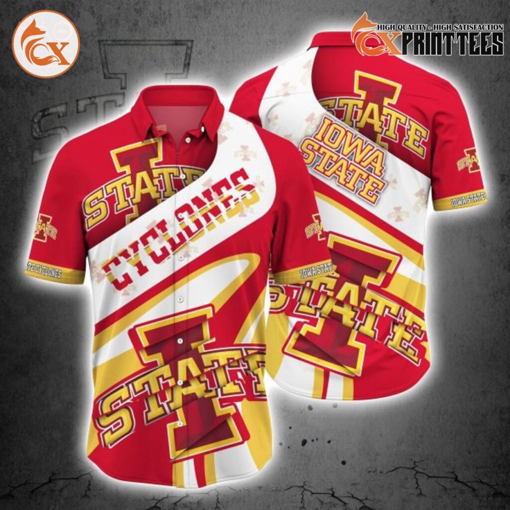 Iowa State Logo Big Sliced Custom Red Hawaii Aloha Shirts, Great Sports ...
