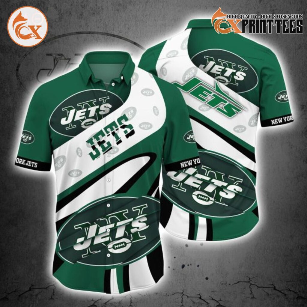 New York Jets Logos Custom Summer Retro Beach Hawaii Shirt, Cool Gifts ...