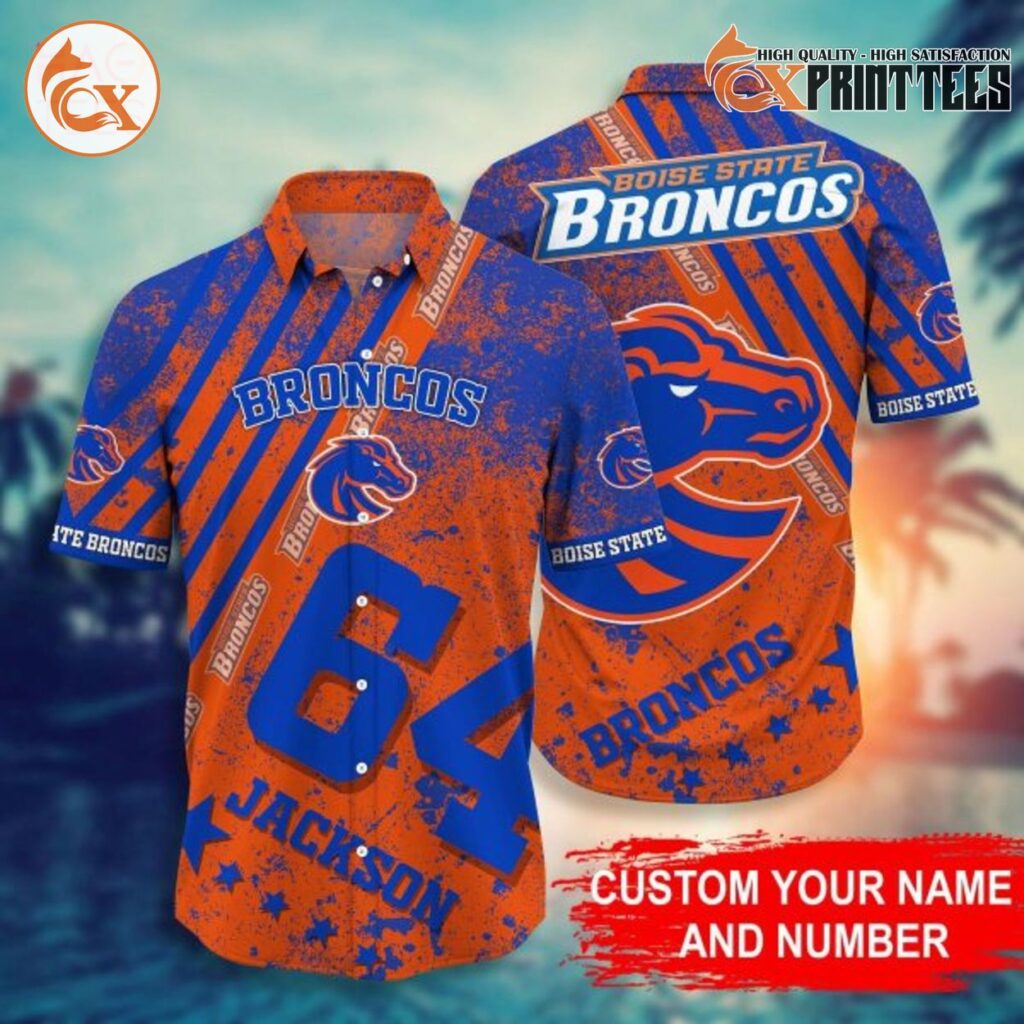 Bsu Bronco Logo Customizable Hawaiian Shirt, Unique Sports Gifts | Fox ...