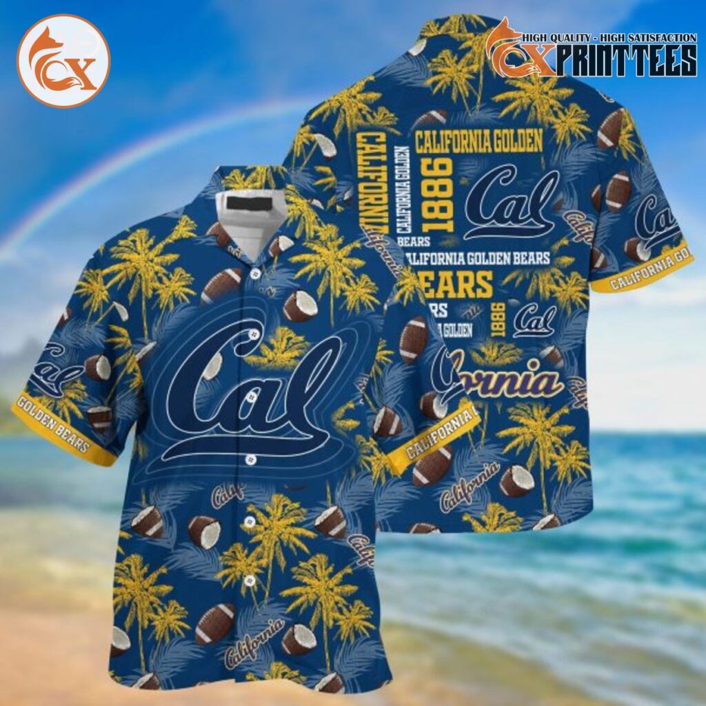 Cal Bears Football Logo Custom Retro Palm Tree Hawaiian Shirt, Cool ...