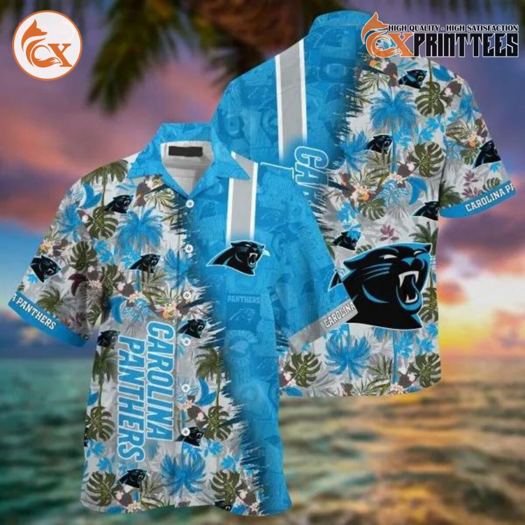 Carolina Panther Logos Custom Tropical Leaves Summer Shirt, Best Gifts ...