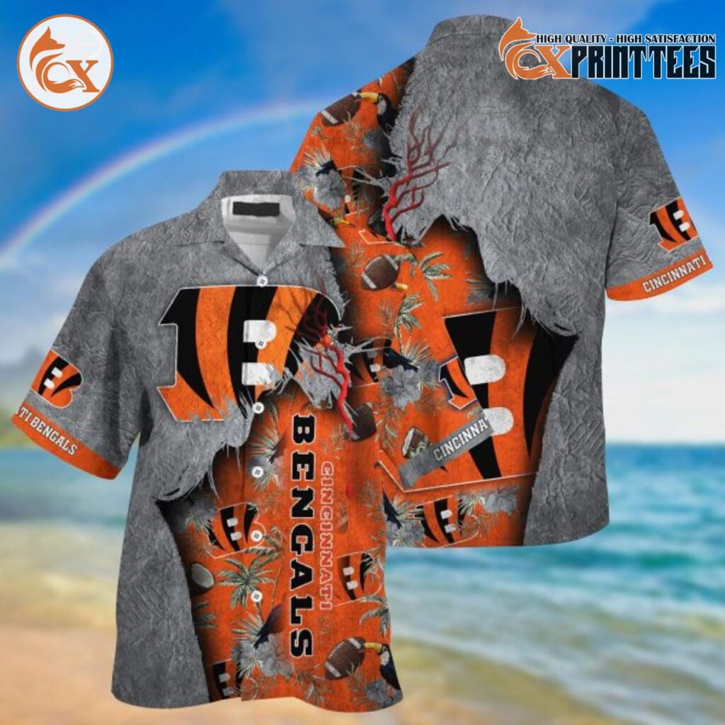 Cincinnati Bengals Logos Vintage Split Gray Orange Summer Shirt, Best ...