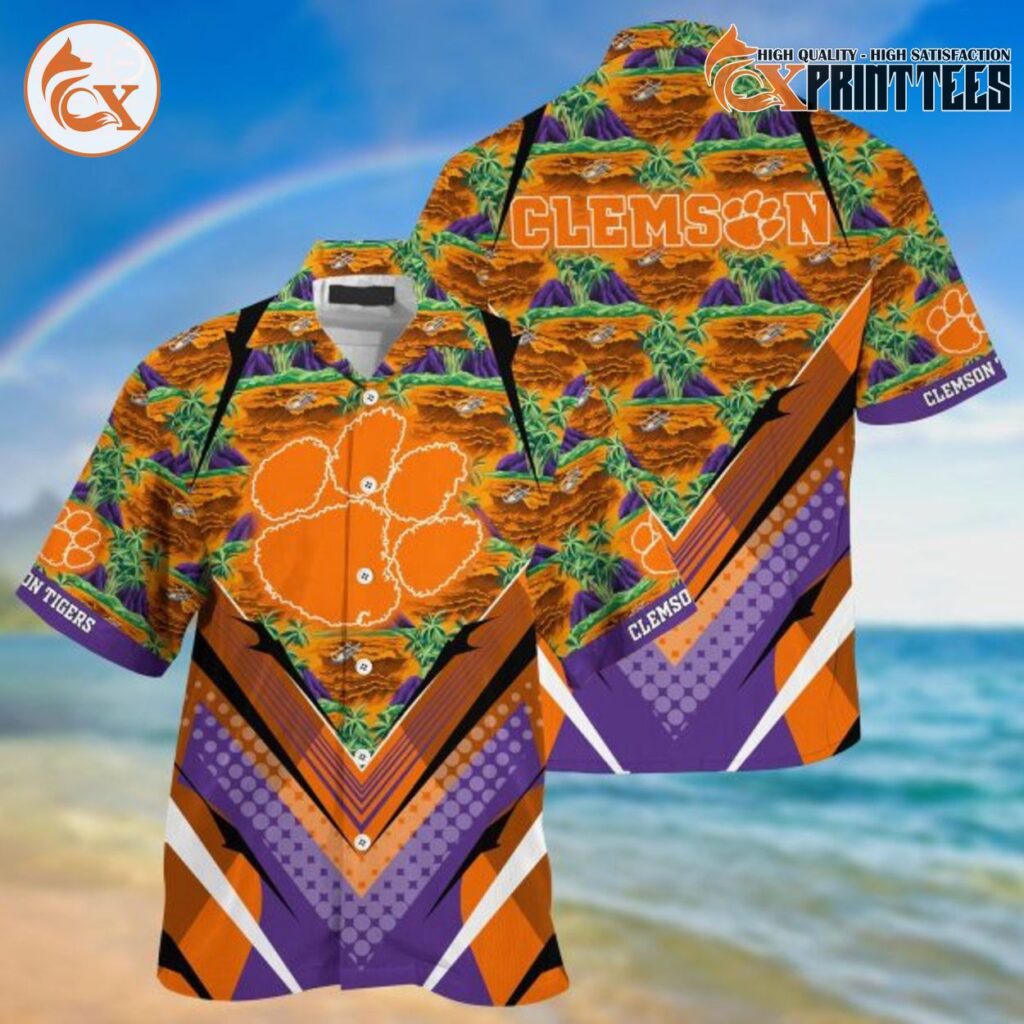 Clemson Football Logo Vintage Orange Hawaiian Shirt, Cool Sports Gift ...