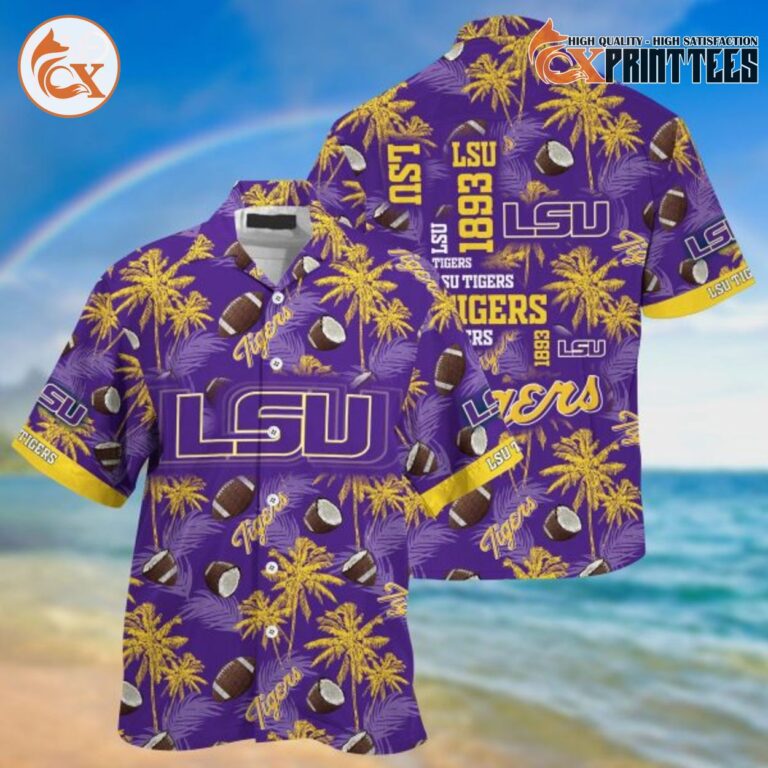 Lsu Tiger Emblem Custom Coconut Trees Pattern Hawaii Aloha Shirts ...