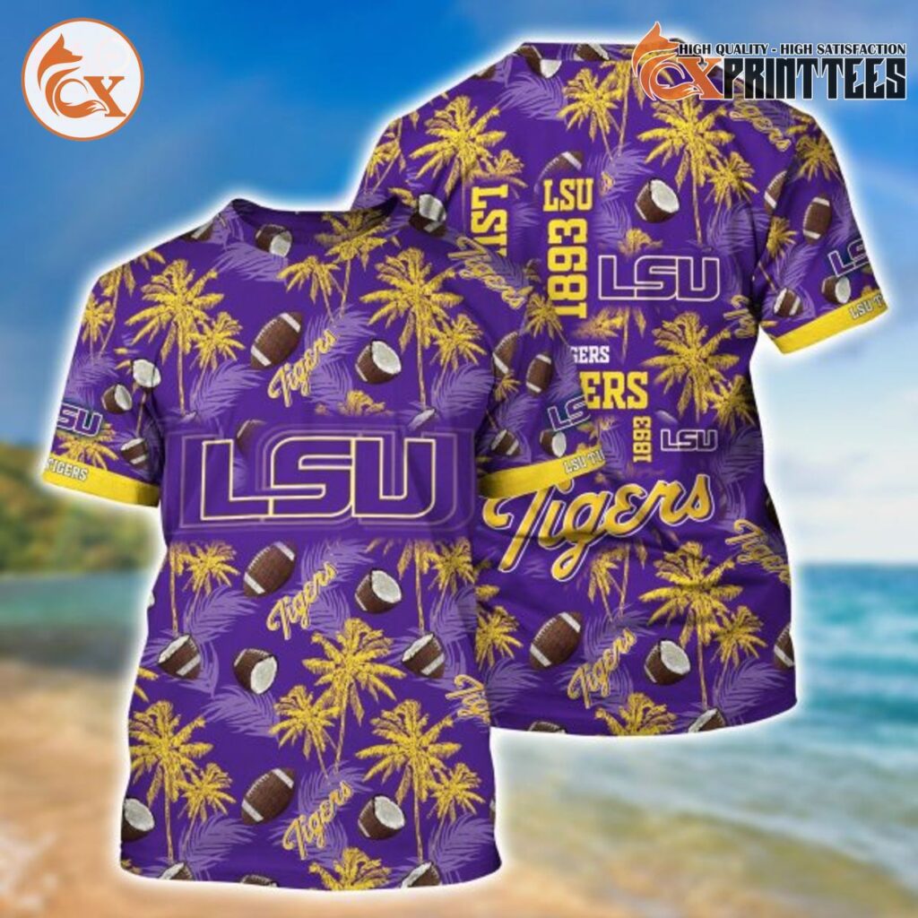 Lsu Tiger Emblem Custom Coconut Trees Pattern Hawaii Aloha Shirts ...