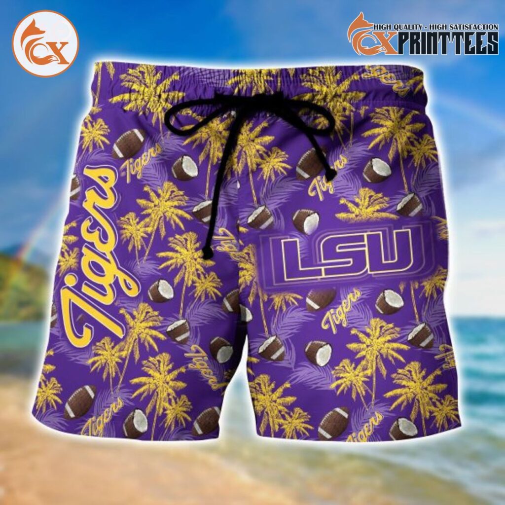 Lsu Tiger Emblem Custom Coconut Trees Pattern Hawaii Aloha Shirts ...