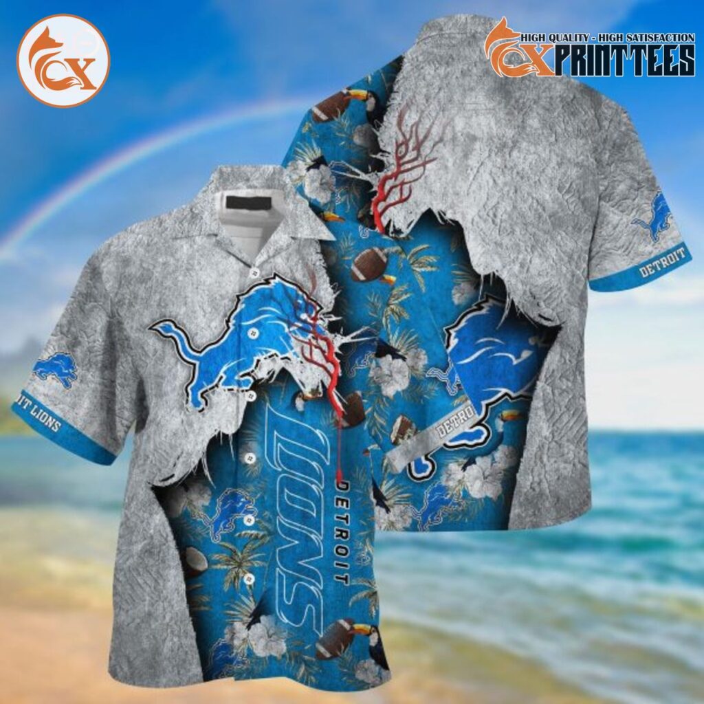 Detroit Lions Football Logo NFL Vintage Beach Hawaii Aloha Shirt, Best ...