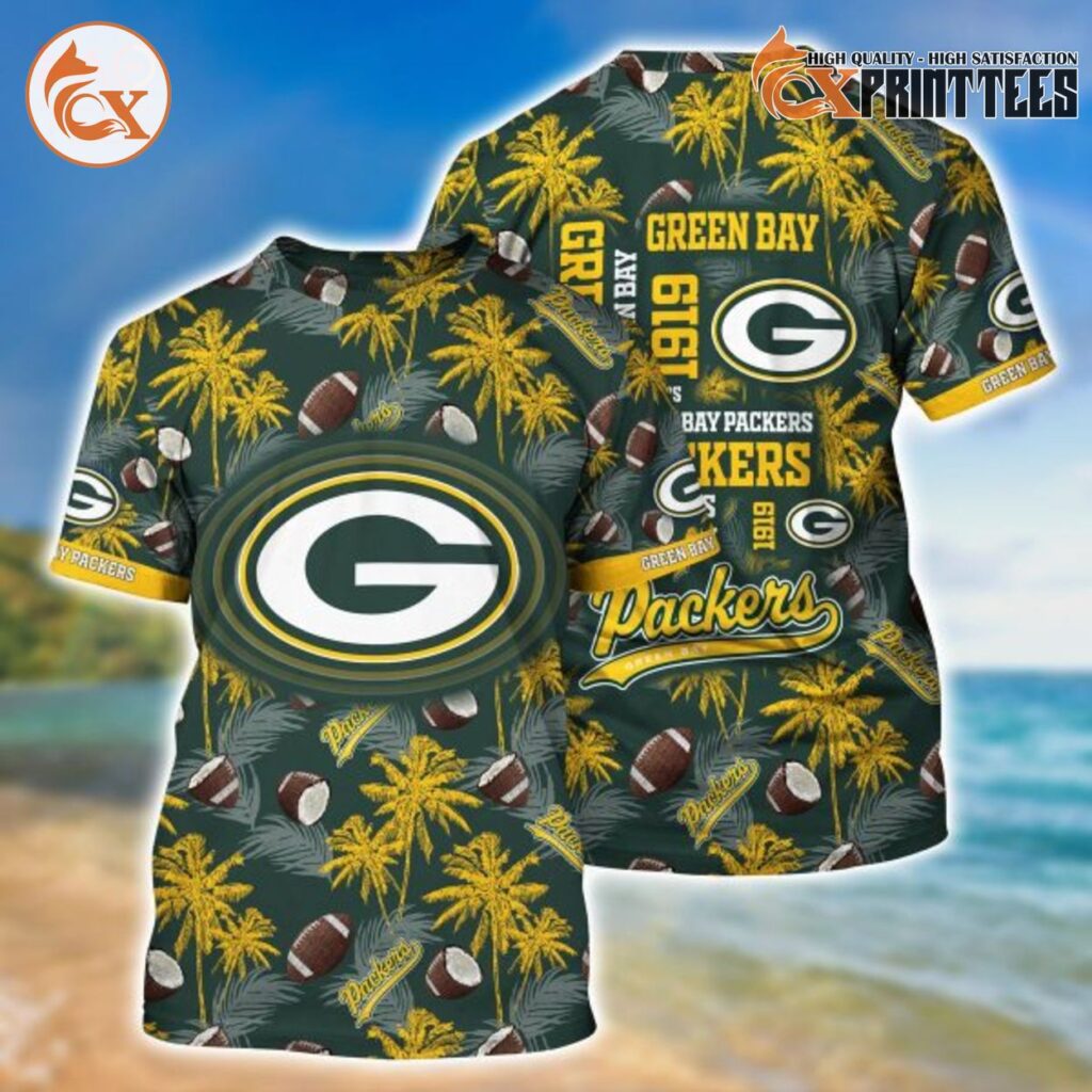 Green Bay Packers Football Logo Custom Tropical Summer Hawaiian Shirt ...