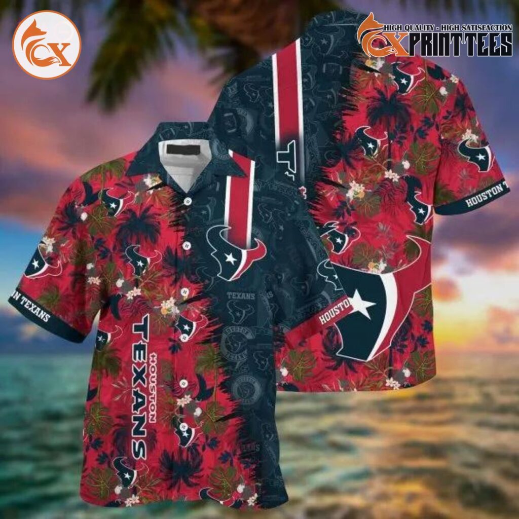 Houston Texans Football Logo Tropical Flowery Hawaiian Shirt, Cool ...