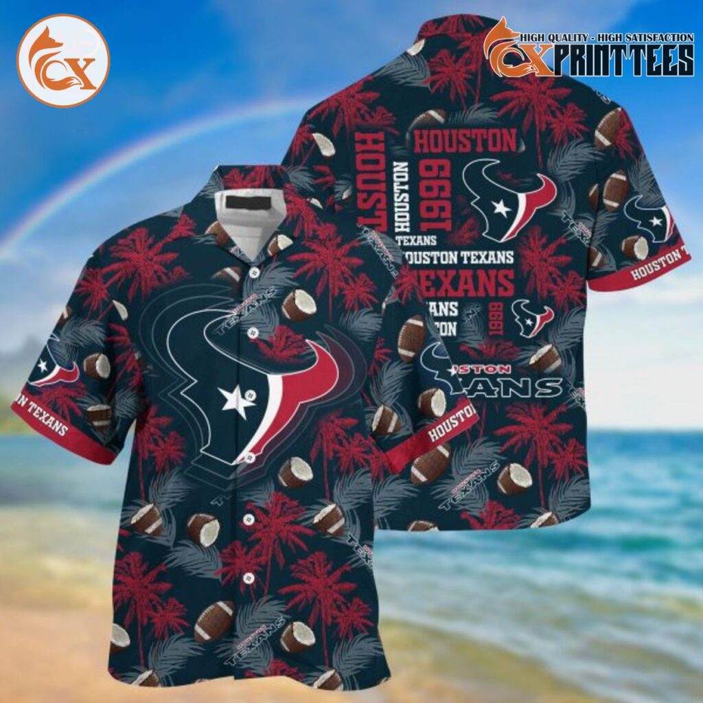 Houston Texans Logos Palm Trees With Coconut Hawaiian Shirt, Cool Gifts ...
