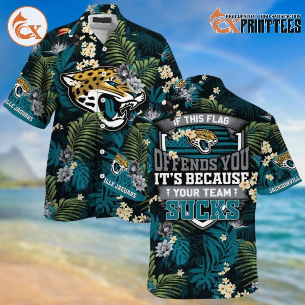 Jaguar NFL Logo Vintage Summer Beach Hawaiian Shirt, Cool Gifts For ...