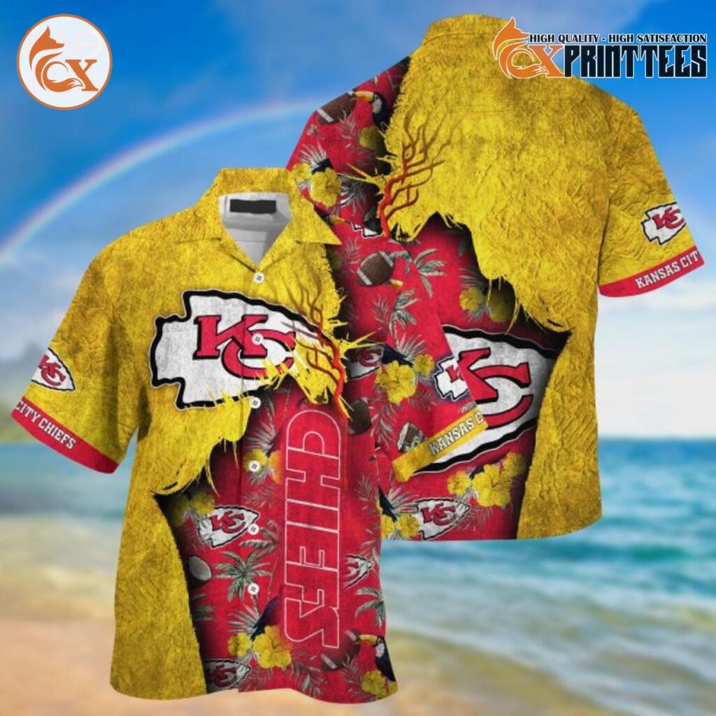 Kansas City Football Logo Custom Tropical Flowery Hawaiian Shirt, Cool ...