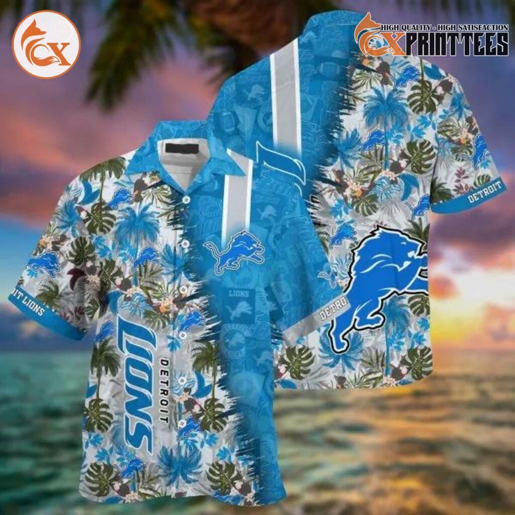 Logo Detroit Lions Custom Tropical Beach Aloha Shirt, Cool Gifts For ...
