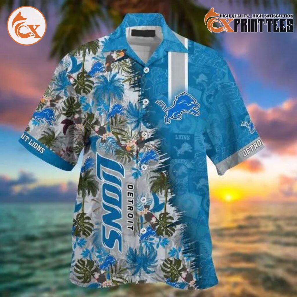 Logo Detroit Lions Custom Tropical Beach Aloha Shirt, Cool Gifts For ...