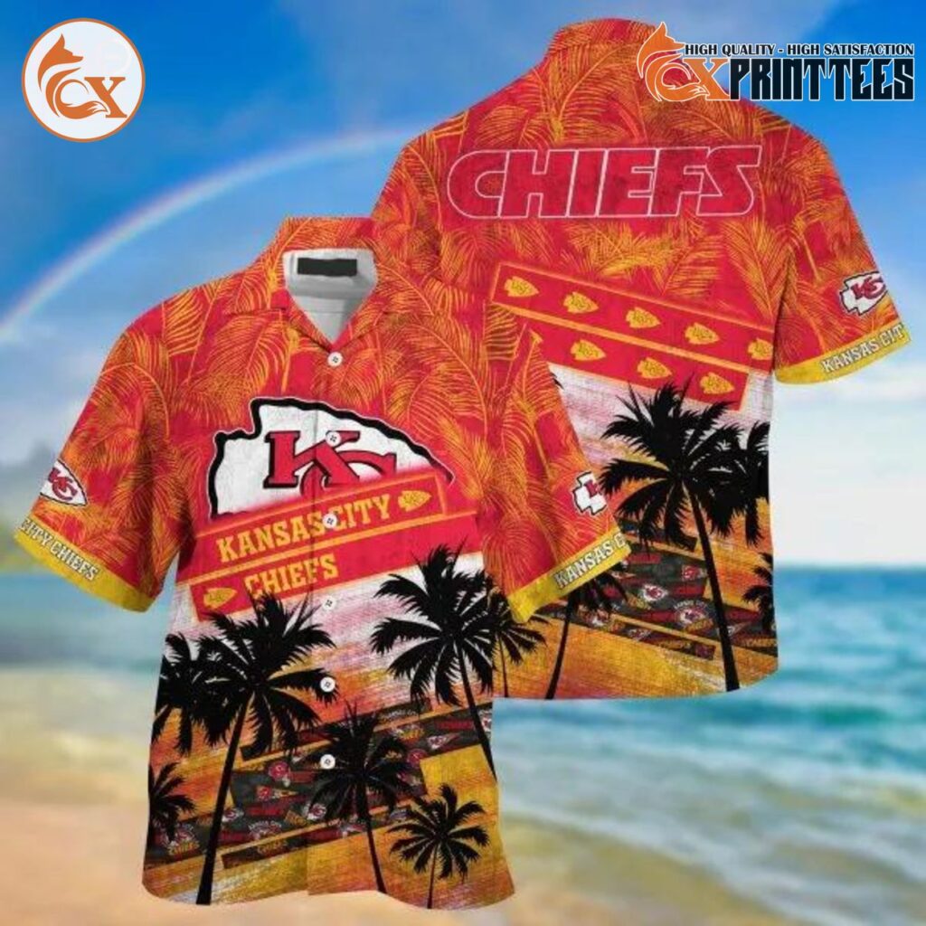 Kansas Chief Logo Custom Tropical Floral Pattern Aloha Hawaiian Shirts ...