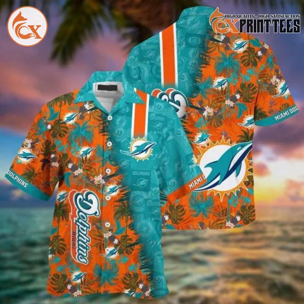 Miami Dolphins Logos Tropical Summer Aloha Shirt, Cool Gift Ideas For ...