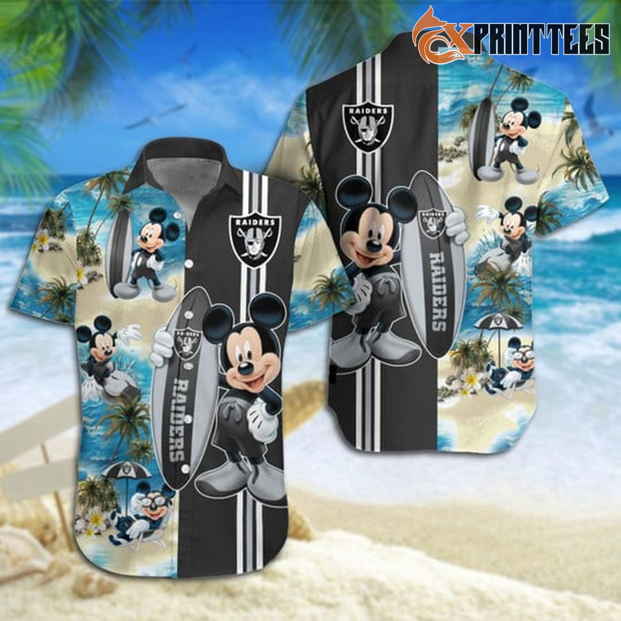 Exclusive NFL Las Vegas Raiders Mickey Mouse Tropical Shirt