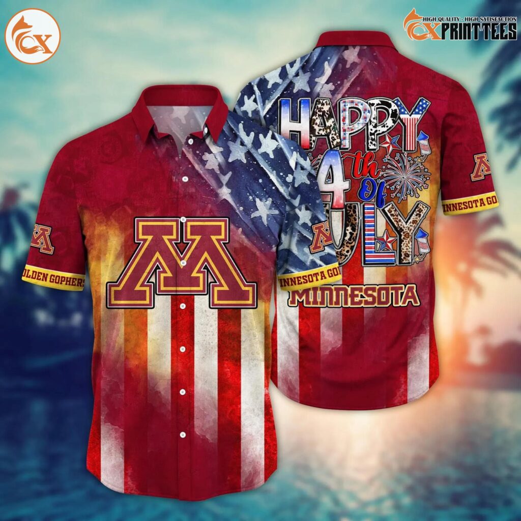 Gopher Football Logo Custom Red Hawaiian Shirt Independence Day, Cool ...