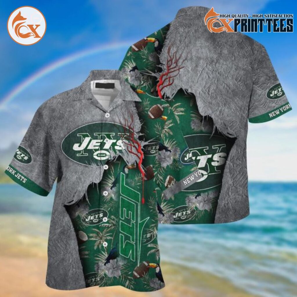 New York Jets Logos Custom Summer Retro Beach Hawaii Shirt, Cool Gifts ...