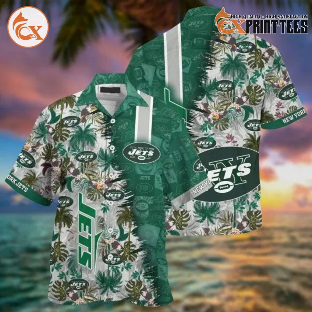 New York Jets Logos Custom Summer Retro Beach Hawaii Shirt, Cool Gifts ...