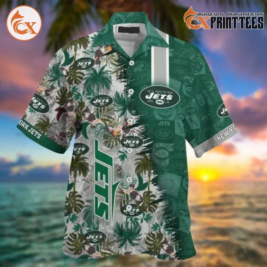 New York Jets Logos Custom Summer Retro Beach Hawaii Shirt, Cool Gifts ...
