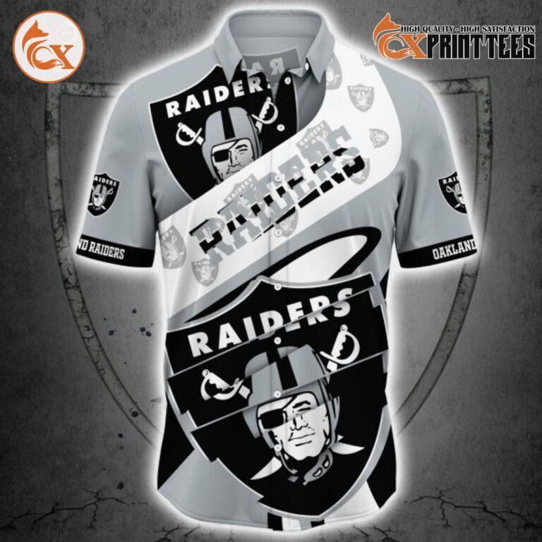 Oakland Raiders Logo Sliced Shirt - NFL Summer Aloha Hawaii Design
