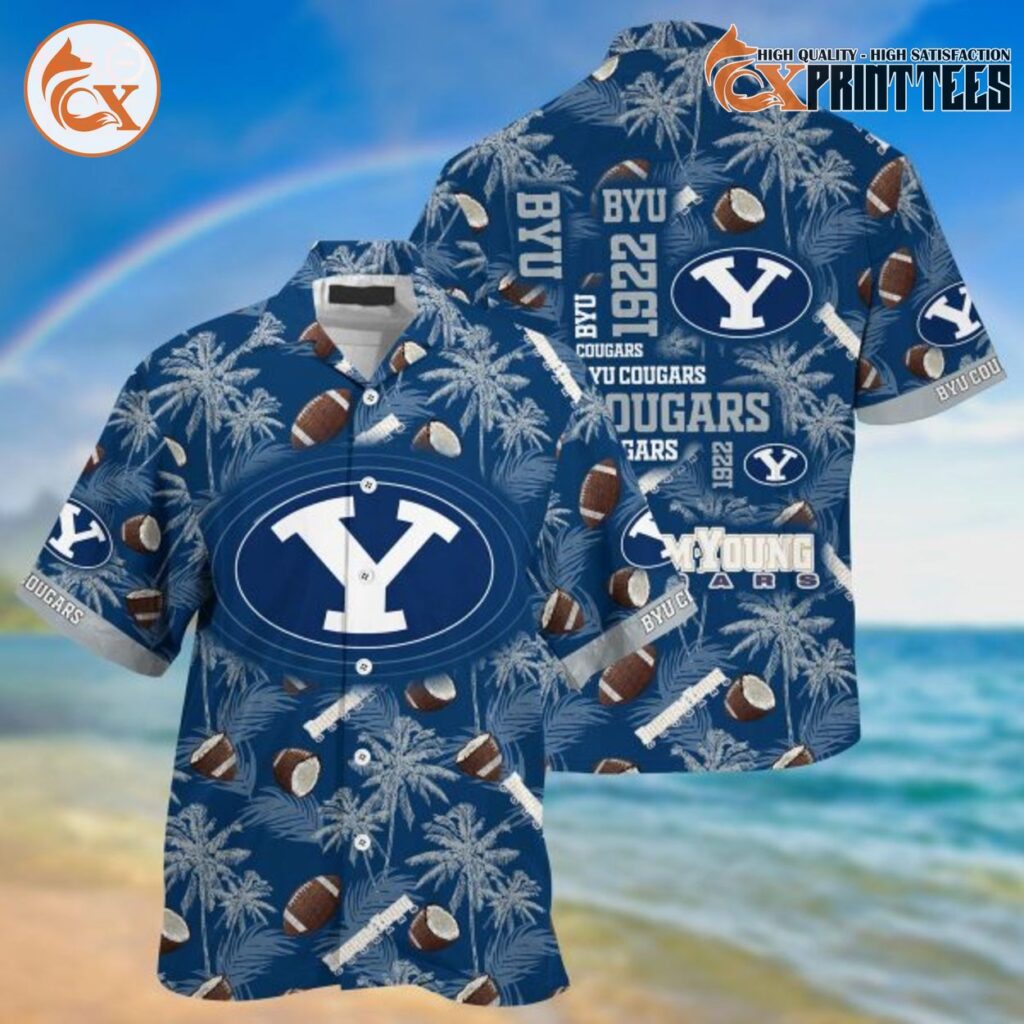 BYU Cougars Baseball Custom Hawaiian Shirt Retro Palm Tree And Coconut ...