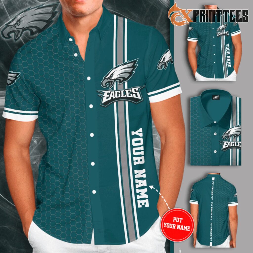 Philadelphia Eagles Logo Custom Name Teal Aloha Shirt, Best Gifts For ...
