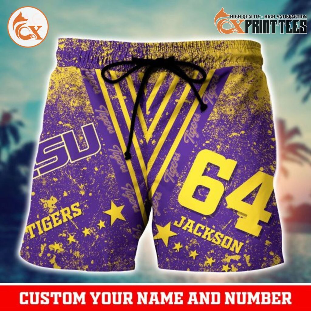 Lsu Football Symbols Purple Yellow Grunge Personalized Hawaiian Shirt ...