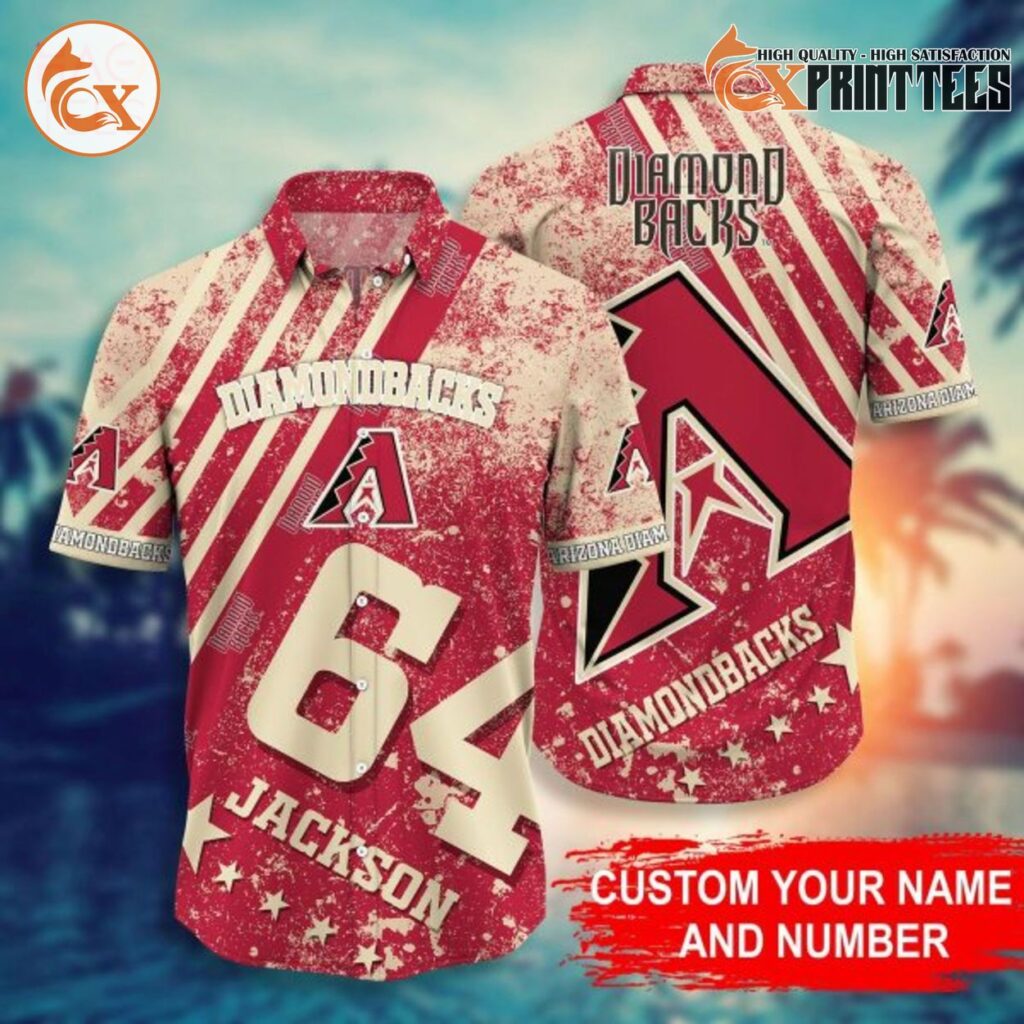 Arizona D Backs Logo Personalized Red Beach Hawaiian Shirt, Great ...